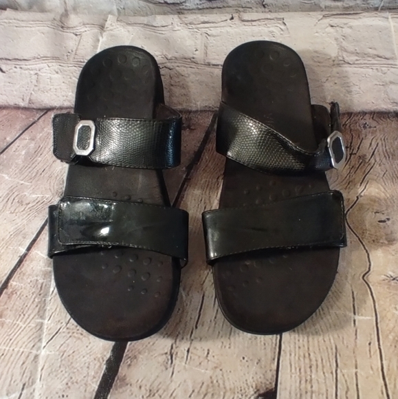 Vionic | Shoes | Vionic Camila Black Double Strap Slide Sandals 8 ...